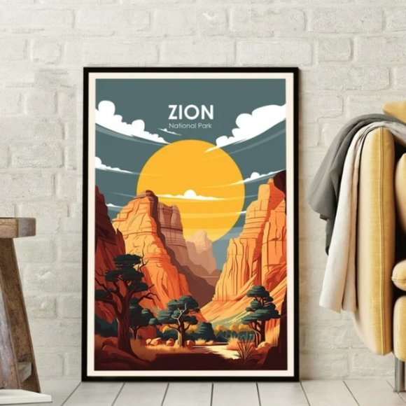 Art | Zion National Park Poster Zion Utah Poster | Poshmark